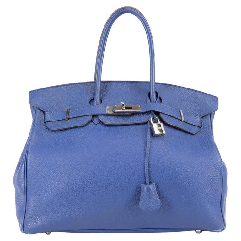 Pre-Loved Hermès Women's 2013 Blue Sapphire Clemence Birkin Bag 35 For ...