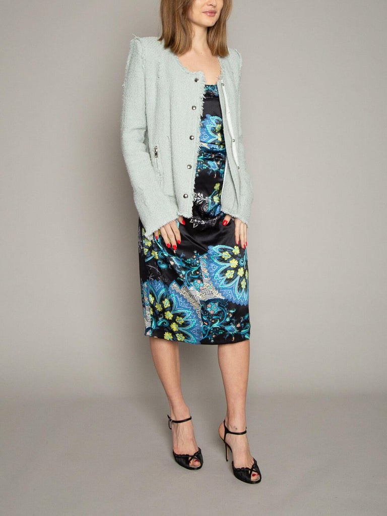 Pre-Loved Iro Women's Agnette Tweed Jacket Grey Cotton For Sale at 1stDibs