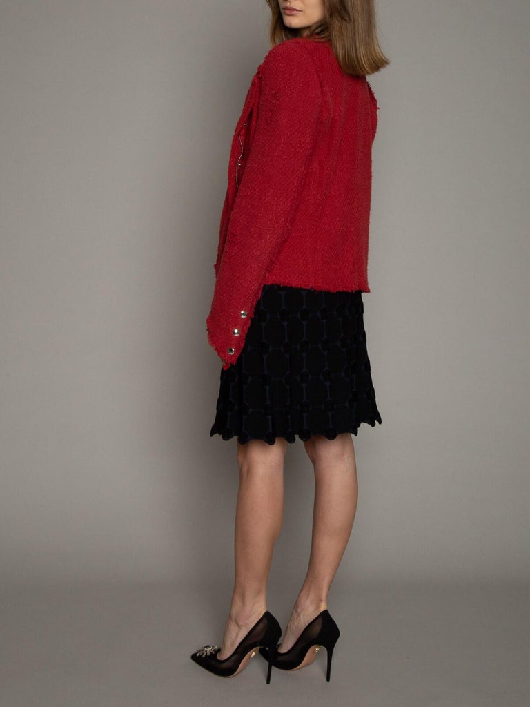 Pre-Loved Iro Women's Agnette Tweed Jacket Red Cotton For Sale at 1stDibs