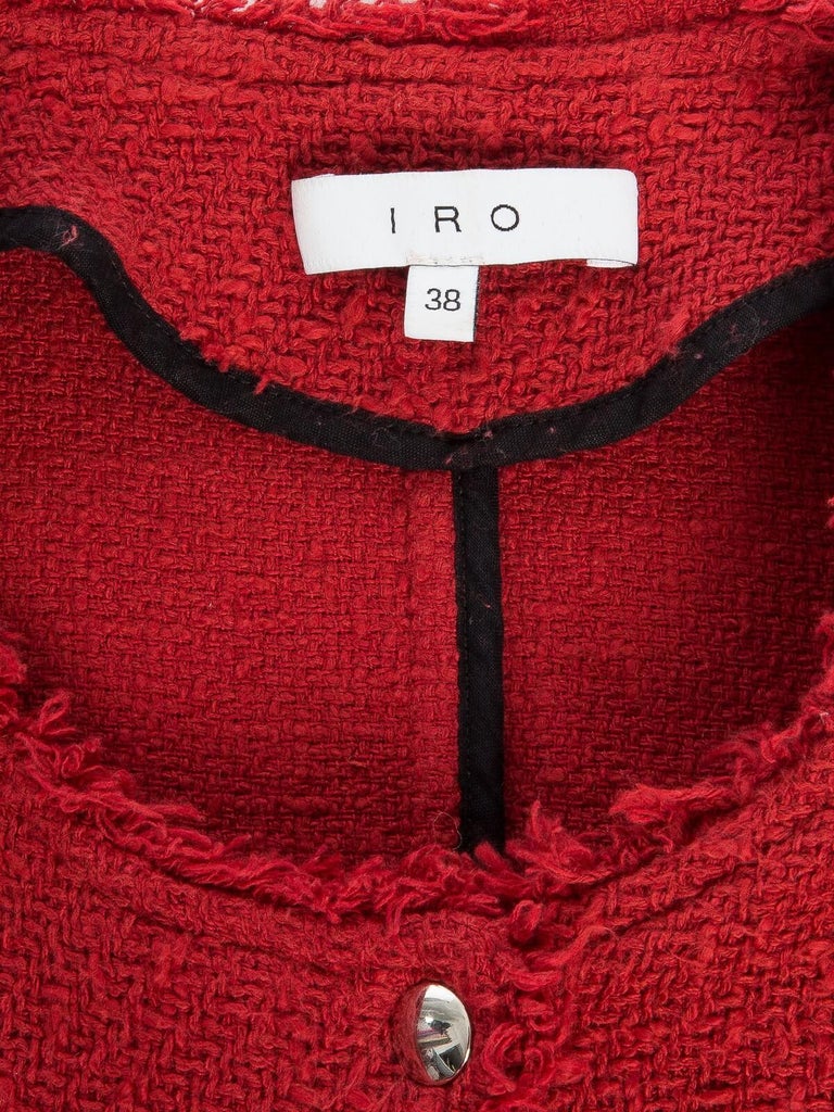 Pre-Loved Iro Women's Agnette Tweed Jacket Red Cotton For Sale at 1stDibs