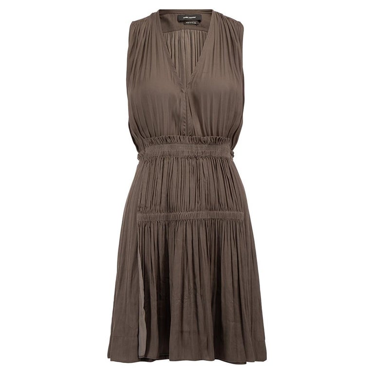 Pre-Loved Isabel Marant Women's Brown V-Neck Ruffles Mini Dress For ...