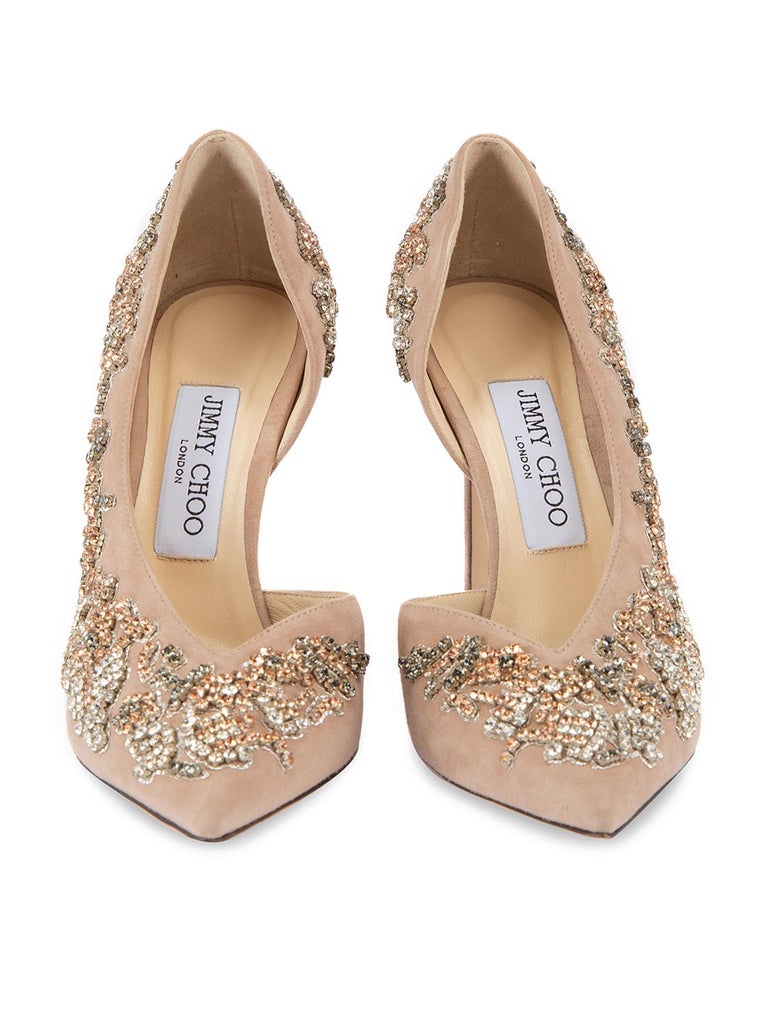 Pre-Loved Jimmy Choo Women's Ballet Pink Suede Sophia 100 Floral ...