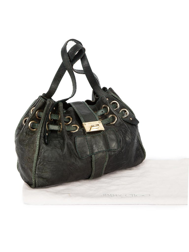 Pre-Loved Jimmy Choo Women's Vintage Dark Green Leather Ramona Shoulder ...