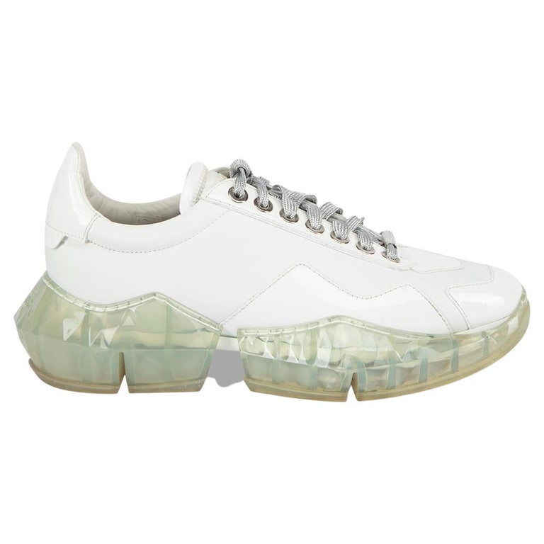 Pre-Loved Jimmy Choo Women's White Diamond Low-Top Trainers with Green ...