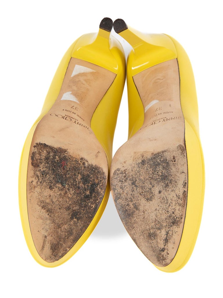 Pre-Loved Jimmy Choo Women's Yellow Platform Pumps For Sale at 1stDibs