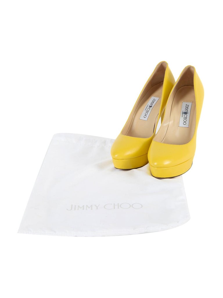 Pre-Loved Jimmy Choo Women's Yellow Platform Pumps For Sale at 1stDibs