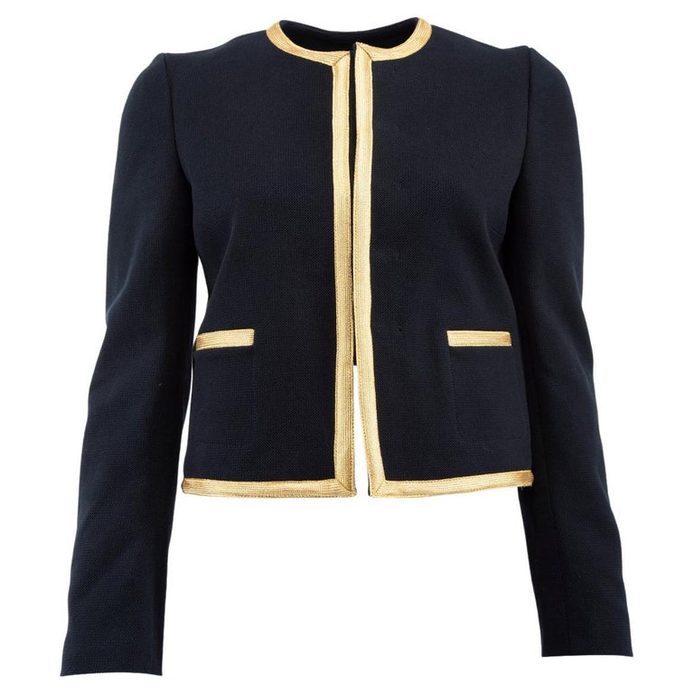 Pre-Loved Joseph Women's Boxy Jacket with Gold Trim For Sale at 1stDibs