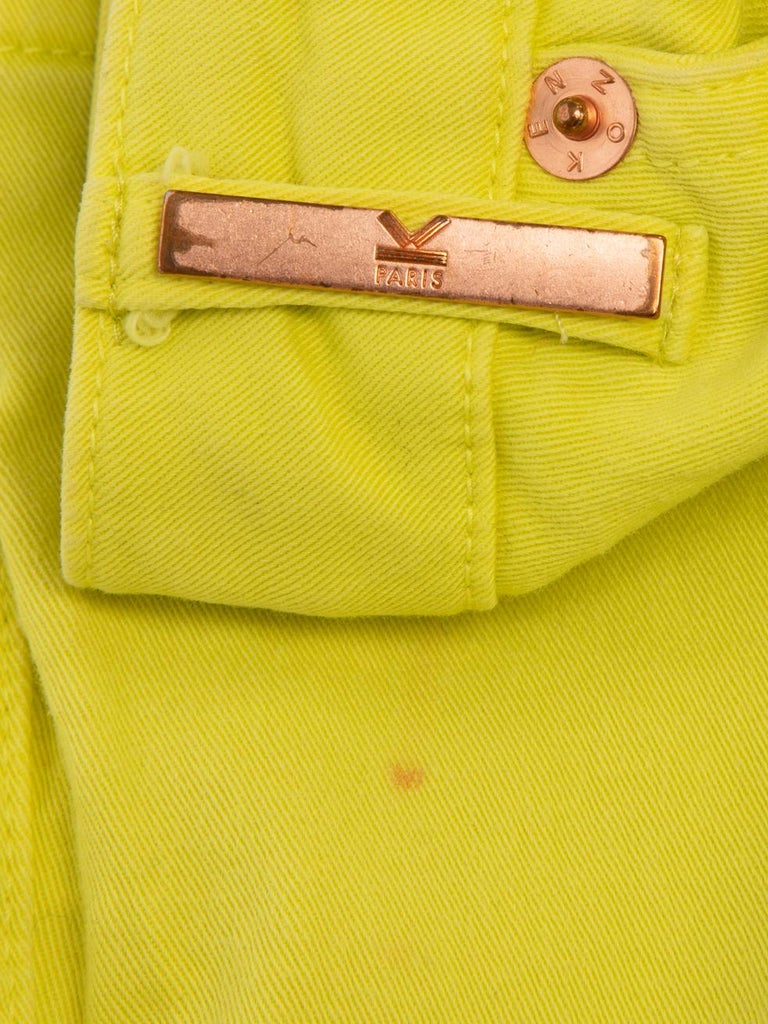 Pre-Loved Kenzo Women's Neon Yellow Skinny Jeans For Sale at 1stDibs