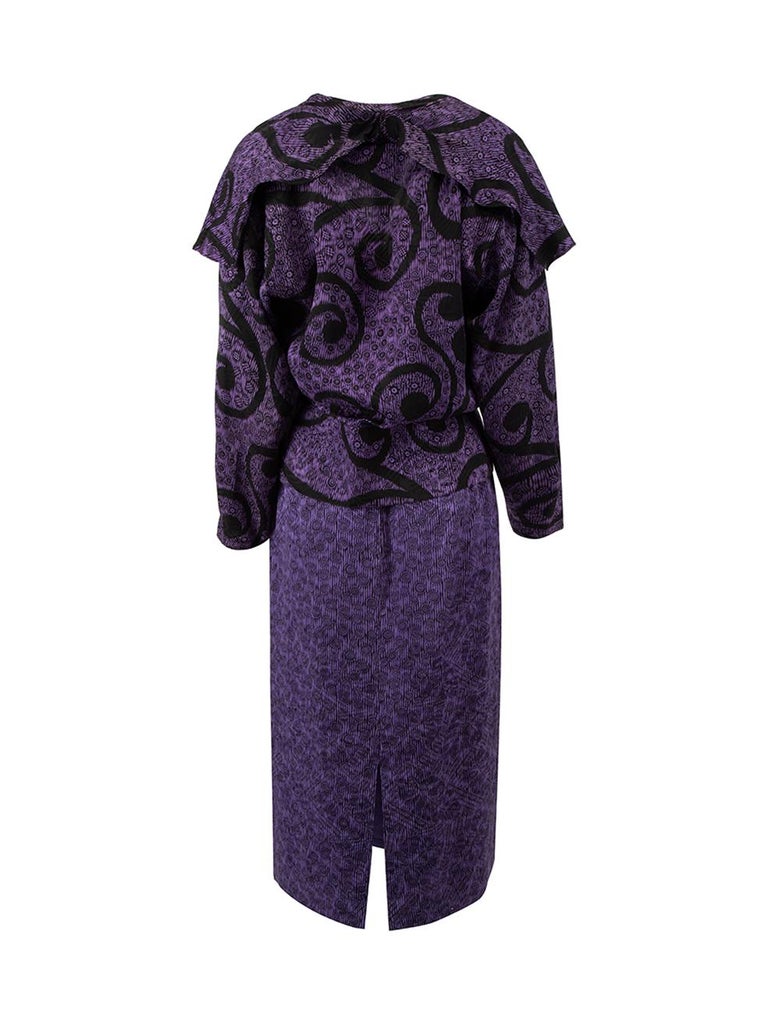 Pre-Loved Louis Féraud Women's Vintage Purple Patterned Blouse and ...