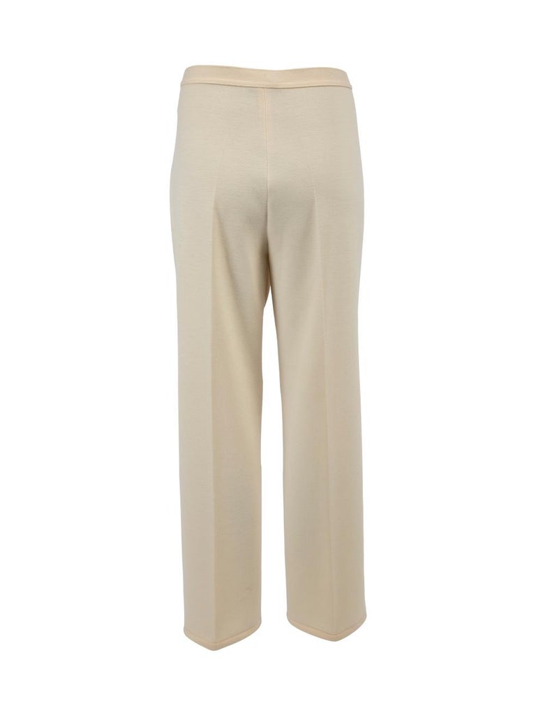 Pre-Loved Luisa Spagnoli Women's Cream Wool Straight Leg Culottes For ...