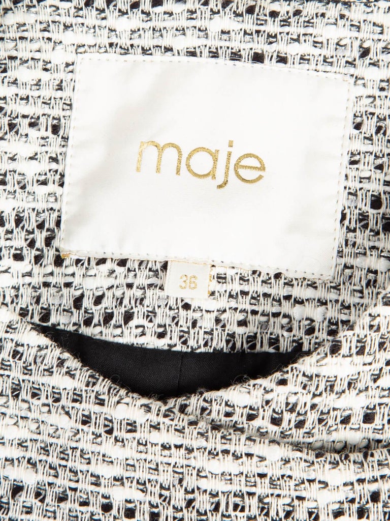 Pre-Loved Maje Women's Fringe Jacket Grey Cotton For Sale at 1stDibs