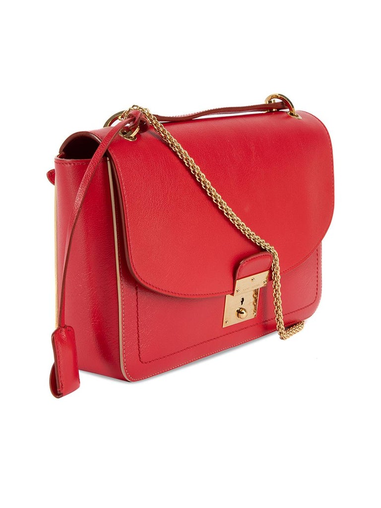 Pre-Loved Marc Jacobs Women's Flame Red with Pale Gold Polly Bag For ...