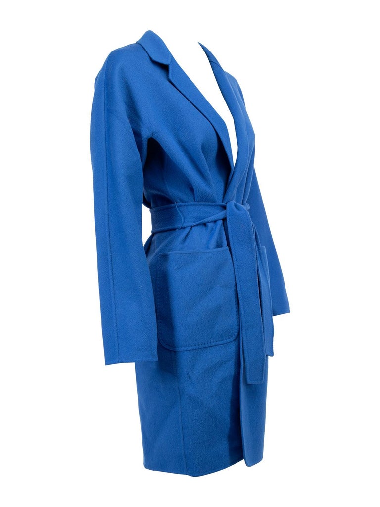 Pre-Loved Max Mara Women's Electric Blue Wool and Angora Belted Coat ...