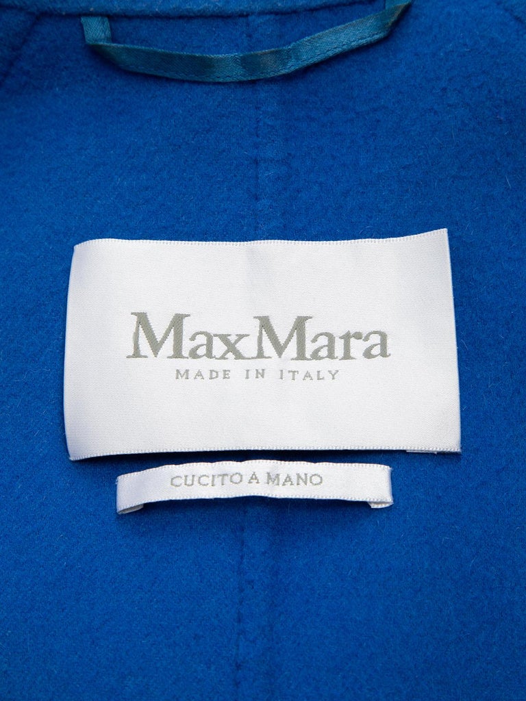 Pre-Loved Max Mara Women's Electric Blue Wool and Angora Belted Coat ...