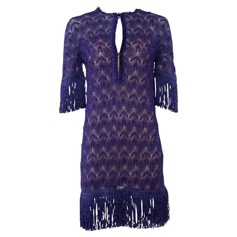 Pre-Loved Missoni Women's Fringed Hem Metallic Thread Dress For Sale at ...