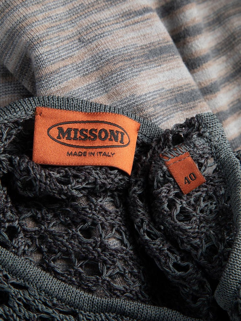 Pre-Loved Missoni Women's Grey Crochet and Sweater Panel Bilayer Dress ...