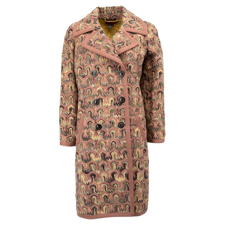 Pre-Loved Missoni Women's Pink Aztec Pattern Double Breasted Wool Coat ...