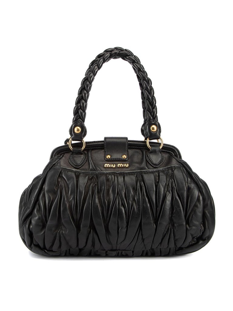 Pre-Loved Miu Miu Women's Black Matelasse Coffer Bag For Sale at 1stDibs