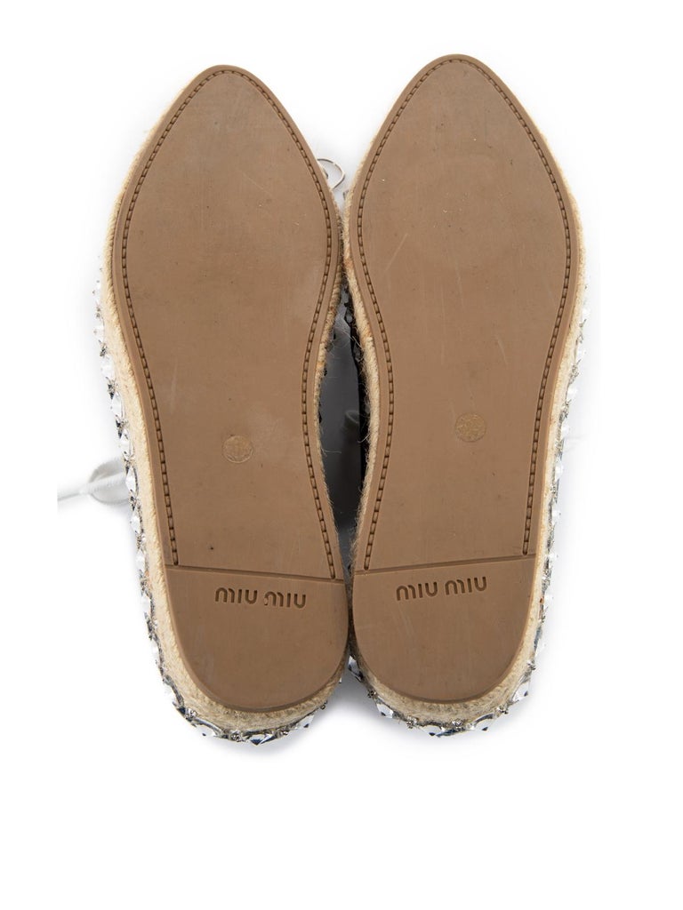 Pre-Loved Miu Miu Women's Blue Denim Espadrille with Crystal ...