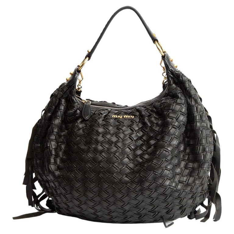 Pre-Loved Miu Miu Women's Large Braided Tote Bag For Sale at 1stDibs