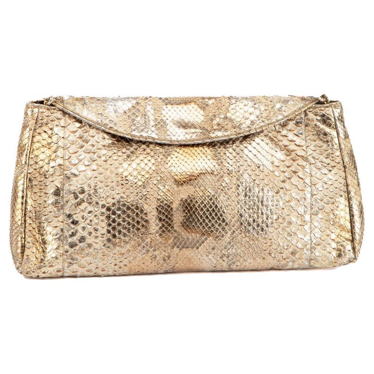 Pre-Loved Nancy Gonzalez Women's Genuine Python Molurus Gold Clutch Bag ...