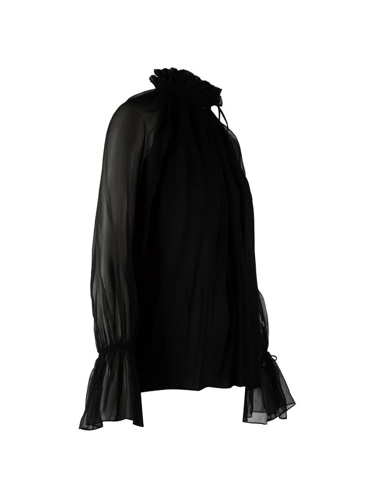 Pre-Loved Nili Lotan Women's Black Silk Long Sleeve Pussy Bow Blouse ...