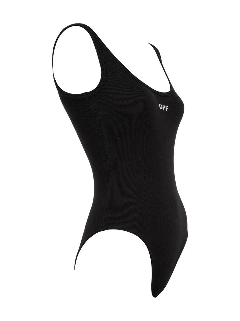Pre-Loved Off-White Women's Black Knit Logo Print Bodysuit For Sale at ...