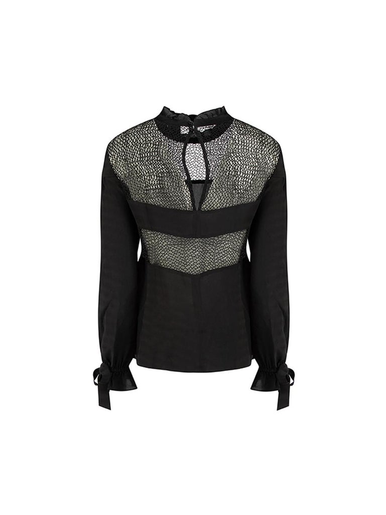 Pre-Loved Pinko Women's Black Sheer Mesh Detail Blouse For Sale at 1stDibs