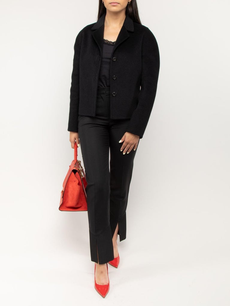 Pre-Loved Prada Women's Black Angora Jacket For Sale at 1stDibs