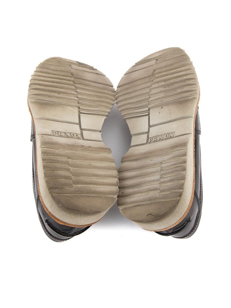 Pre-Loved Prada Women's Dark Brown and Navy Leather Dress Shoes For ...