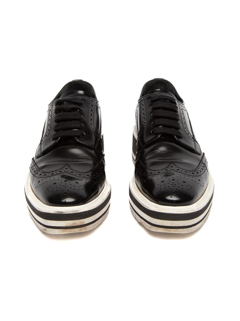Pre-Loved Prada Women's Leather Platform Brogues For Sale at 1stDibs