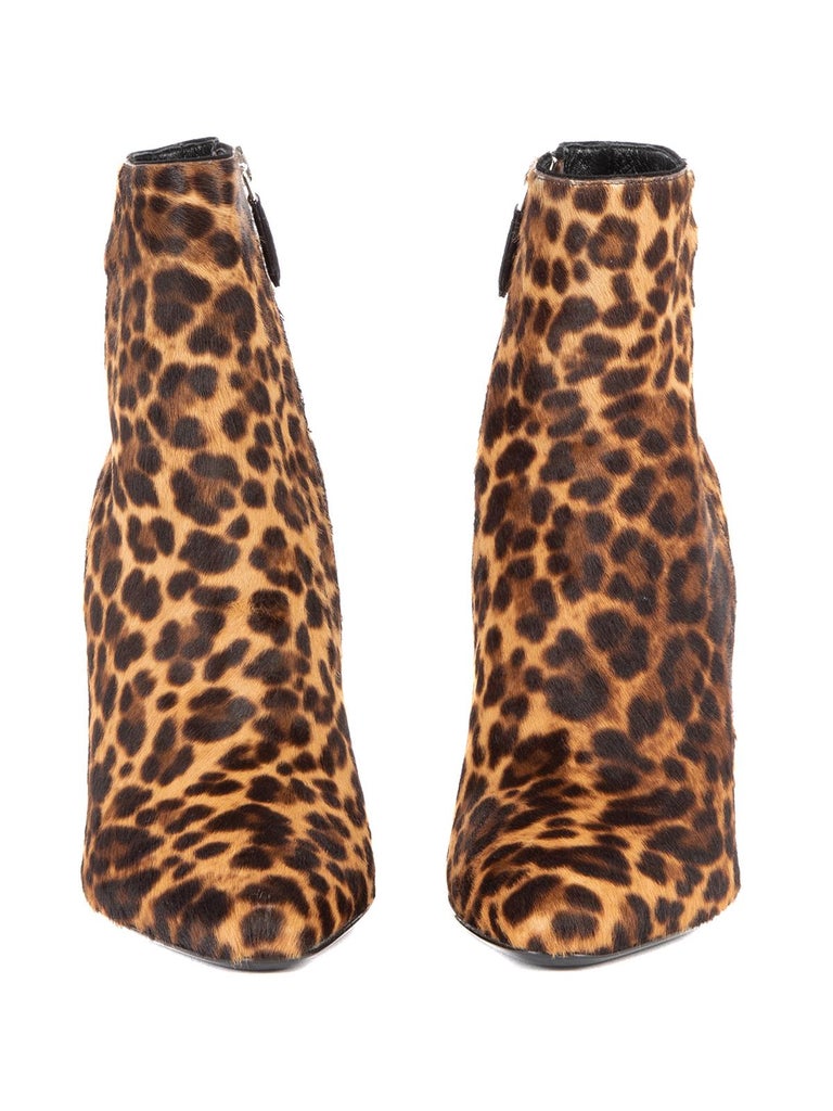 Pre-Loved Prada Women's Leopard Print Pony Hair Ankle Boots For Sale at ...