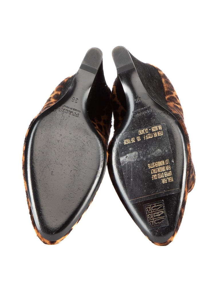 Pre-Loved Prada Women's Leopard Print Pony Hair Ankle Boots For Sale at 1stDibs