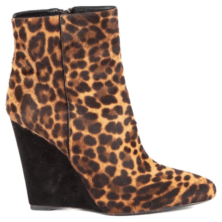 Pre-Loved Prada Women's Leopard Print Pony Hair Ankle Boots For Sale at ...