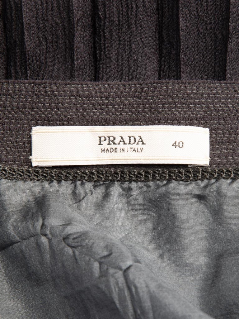 Pre-Loved Prada Women's Navy Textured Silk Pleated Skirt For Sale at ...