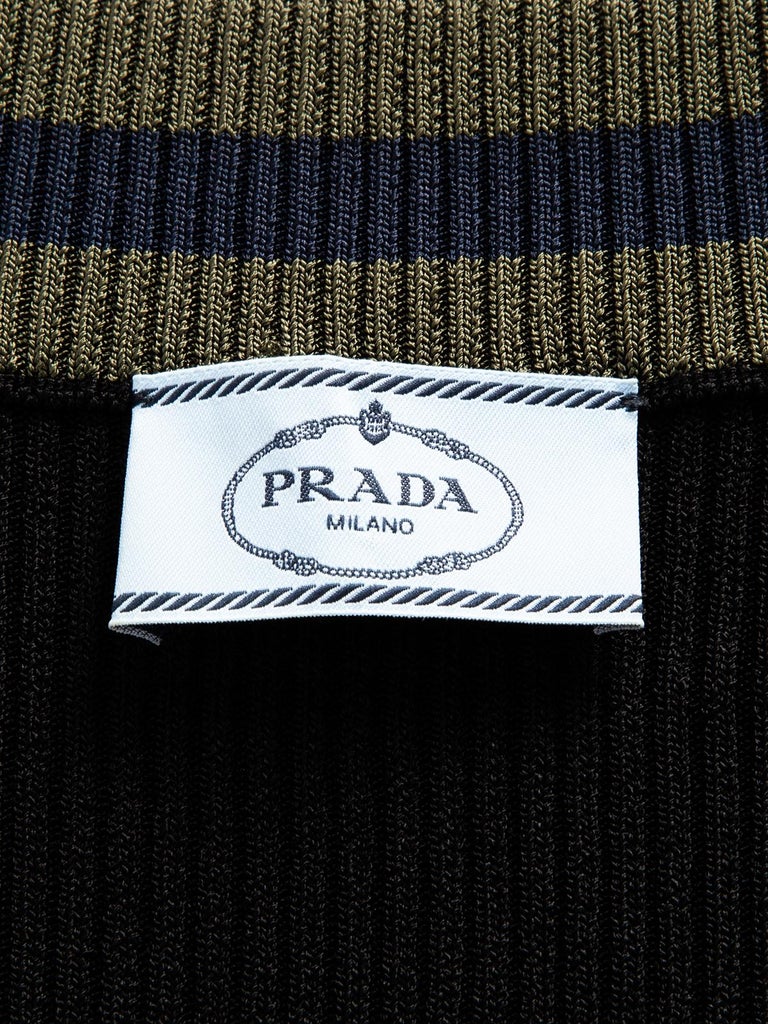 Pre-Loved Prada Women's Striped Trim Knit Sweater For Sale at 1stDibs