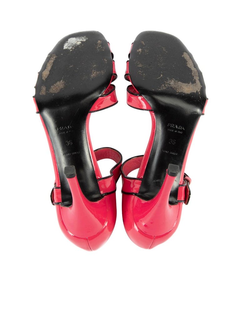 Pre-Loved Prada Women's Vintage Hot Pink Patent Leather Sandal Heel For ...