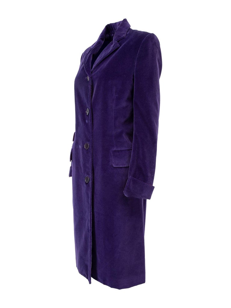 Pre-Loved Ralph Lauren Women's Purple Velvet Long Coat For Sale at 1stDibs