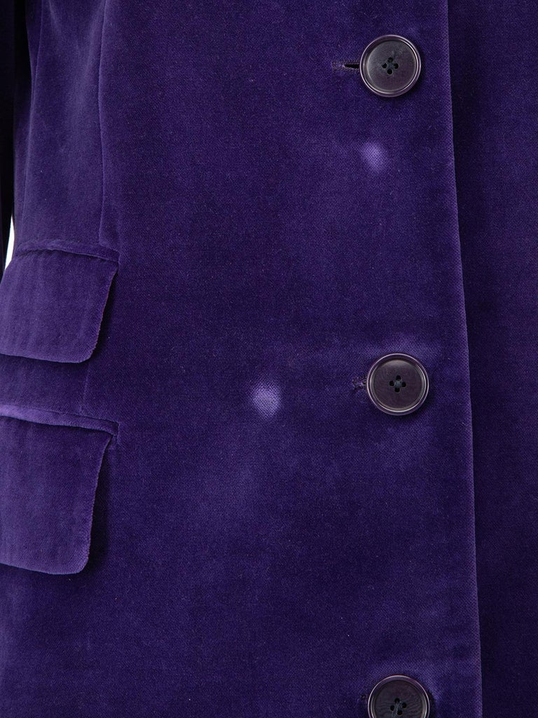 Pre-Loved Ralph Lauren Women's Purple Velvet Long Coat For Sale at 1stDibs