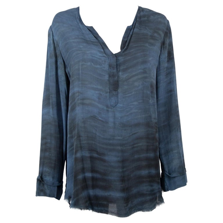 Pre-Loved Raquel Allegra Women's V Neck Distressed Top For Sale at 1stDibs