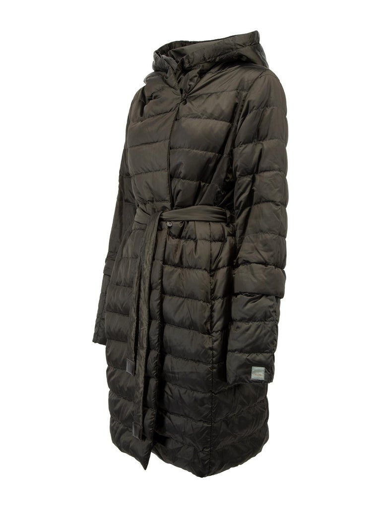 Pre-Loved 'S Max Mara Women's Black Puffer Down Belted Long Coat For ...