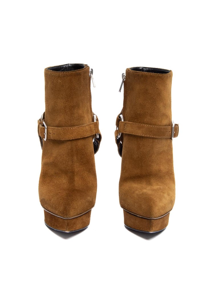 Pre-Loved Saint Laurent Women's Suede Platform Heel Boots For Sale at ...