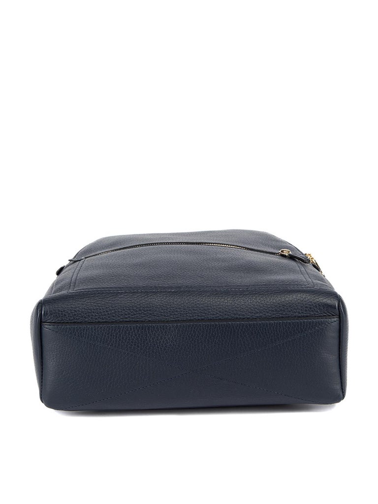 Pre-Loved Smythson Women's Navy Blue Burlington Leather Backpack For ...