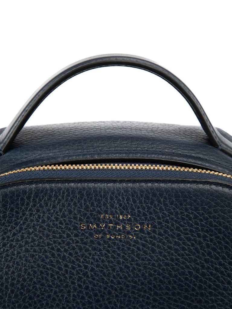 Pre-Loved Smythson Women's Navy Blue Burlington Leather Backpack For ...