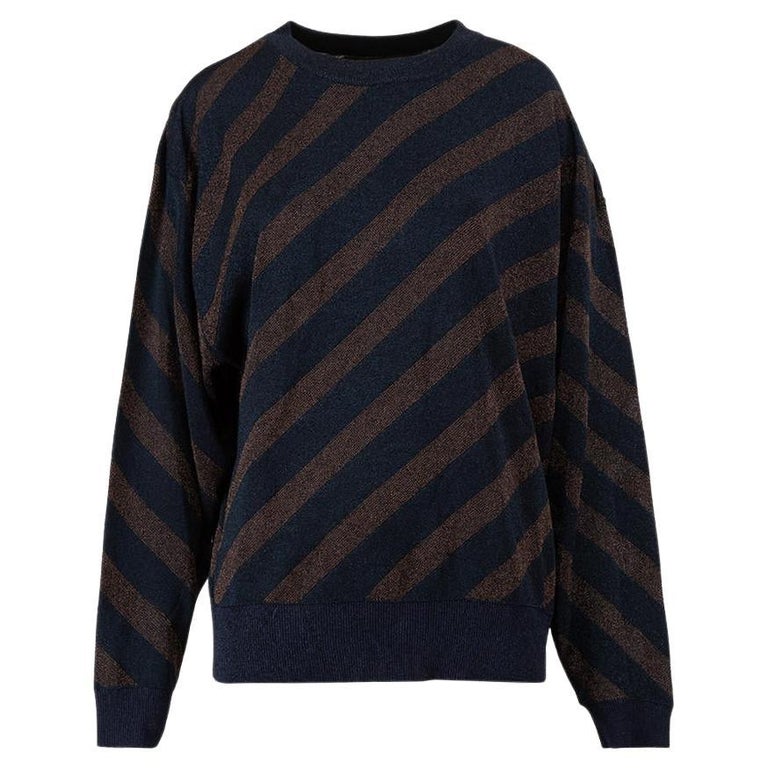 Pre-Loved Sonia Rykiel Women's Metallic Diagonal Striped Jumper For ...