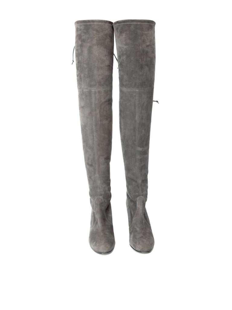 Pre Loved Stuart Weitzman Womens Grey Suede Highland Over The Knee