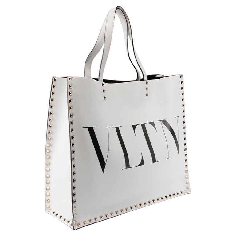 Pre-Loved Valentino Garavani Women's White Leather Rockstud VLTN Tote ...