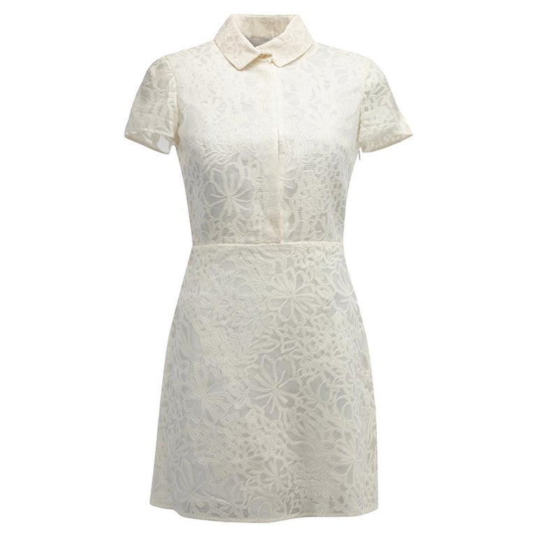 Pre-Loved Valentino Spa Women's Cream Short Sleeve Floral Lace Mini ...