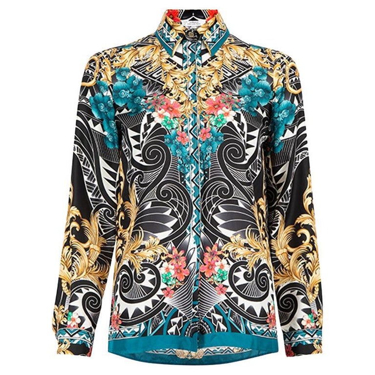 Pre-Loved Versace Women's Floral and Damask Patterned Blouse For Sale ...