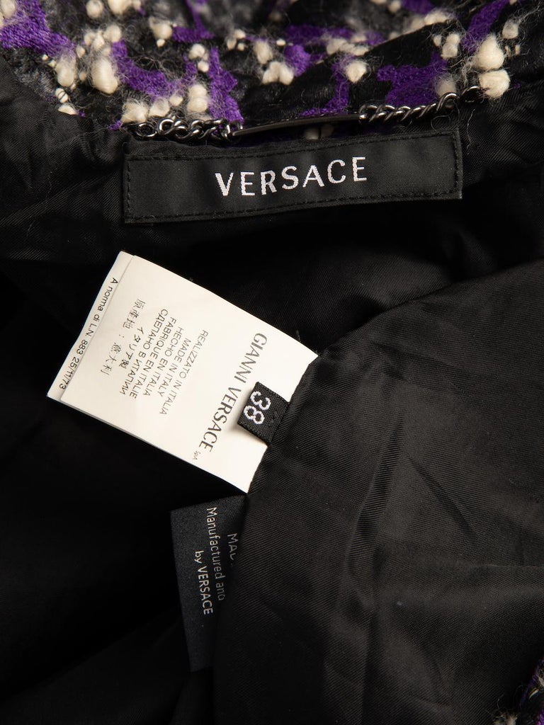 Pre-Loved Versace Women's Purple Jacquard Boucle Coat For Sale at 1stDibs